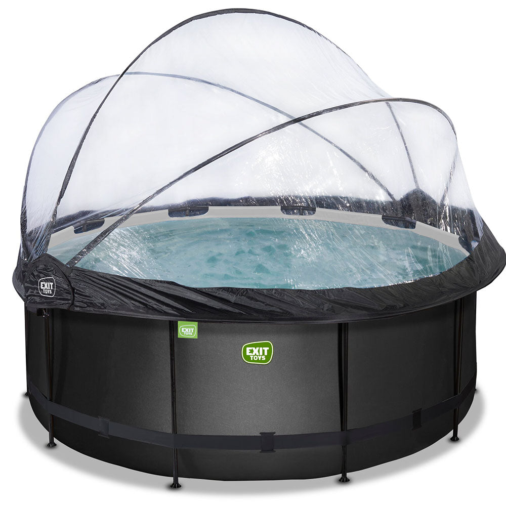 360x122 Pool with dome and sand filter - black | Game and Garden