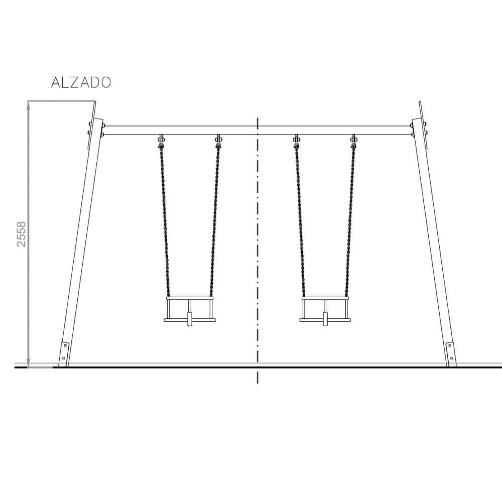 Columpio doble asientos cuna uso público - Juego y Jardín